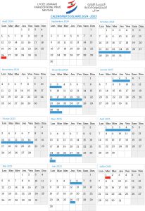 Calendrier scolaire - LLFPM